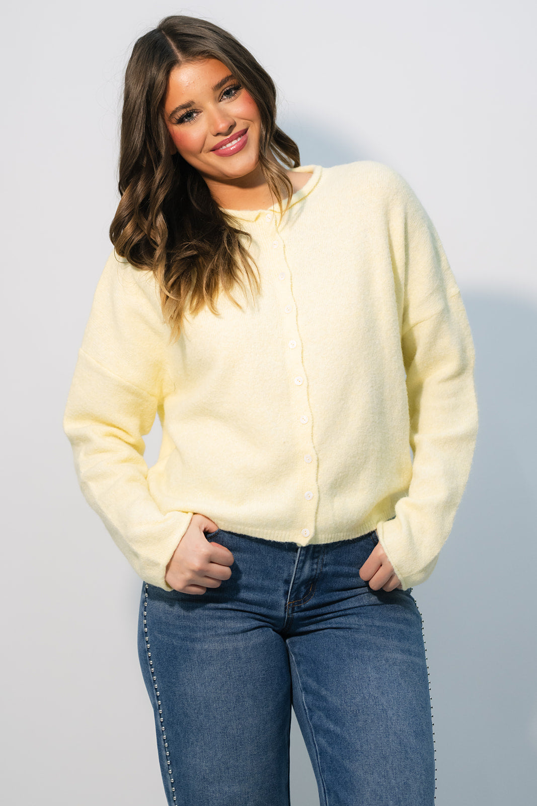 Henly Cardigan - Butter Yellow - LOVE OKIE